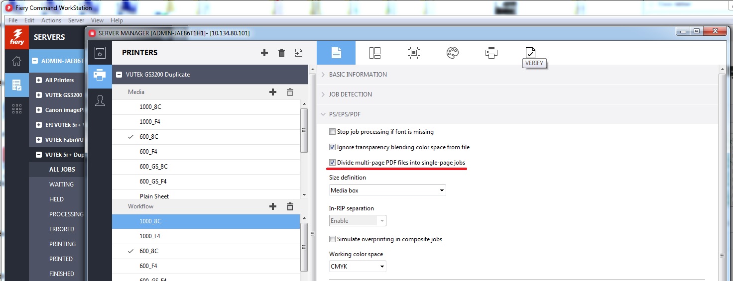 How to Divide multi-page PDF files into single-page jobs?