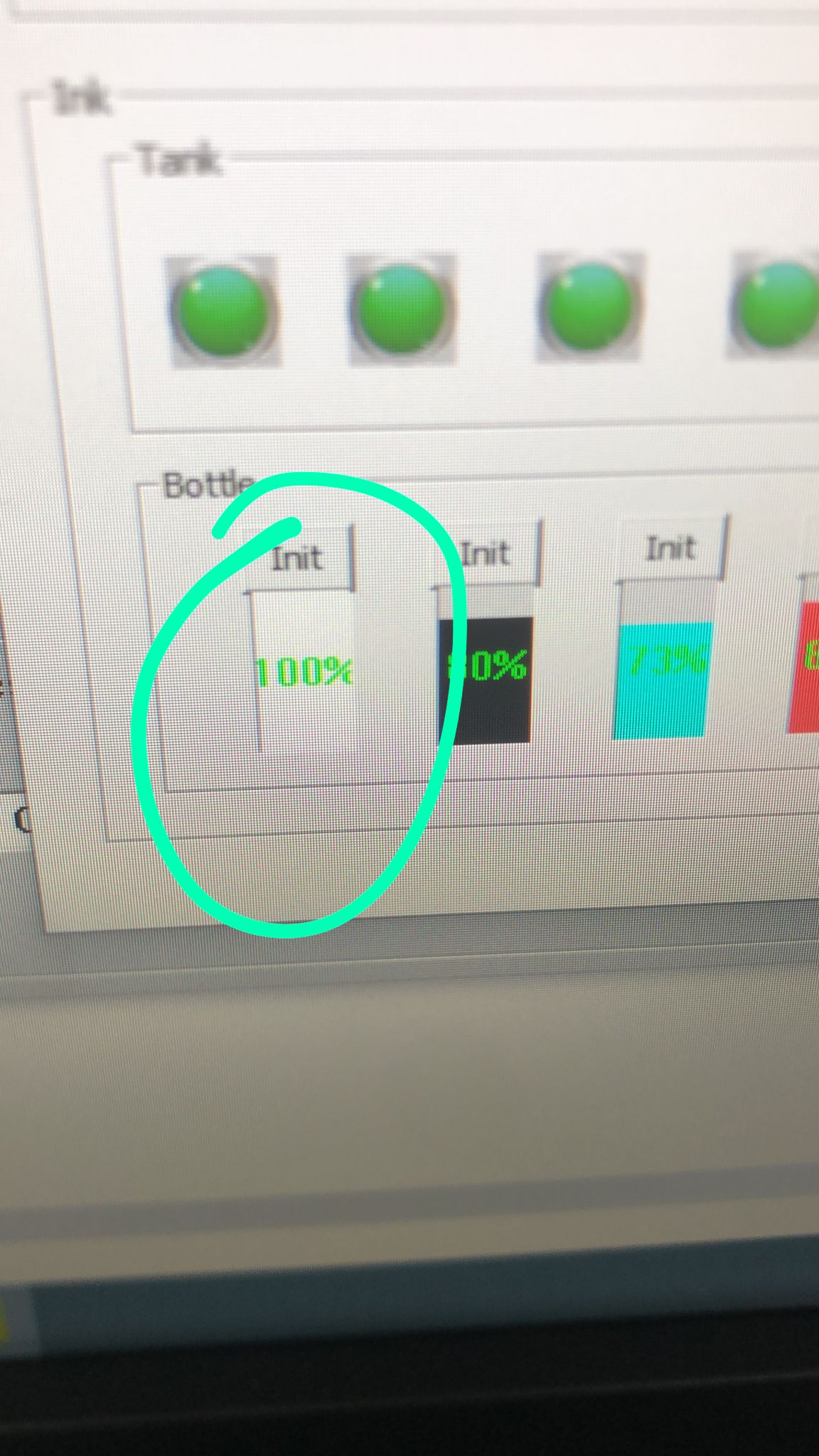 There is an "ink level is low" error in the PLC window but the ink ...